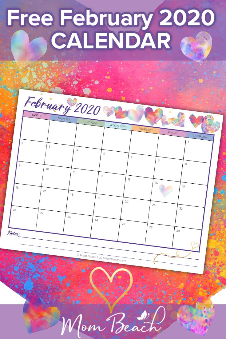 FREE Printable February 2020 Calendar - Mom Beach